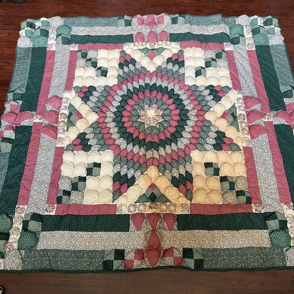 Vintage | Bedding | Vintage Lone Star Puff Biscuit Quilt 92x85in Queen ...